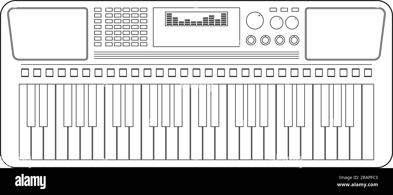 Easy coloring cartoon vector illustration of a keyboard isolated on ...