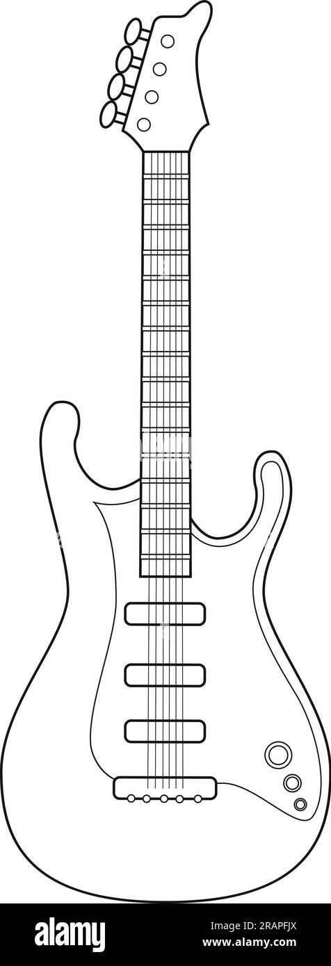 Easy coloring cartoon vector illustration of an Electric guitar ...