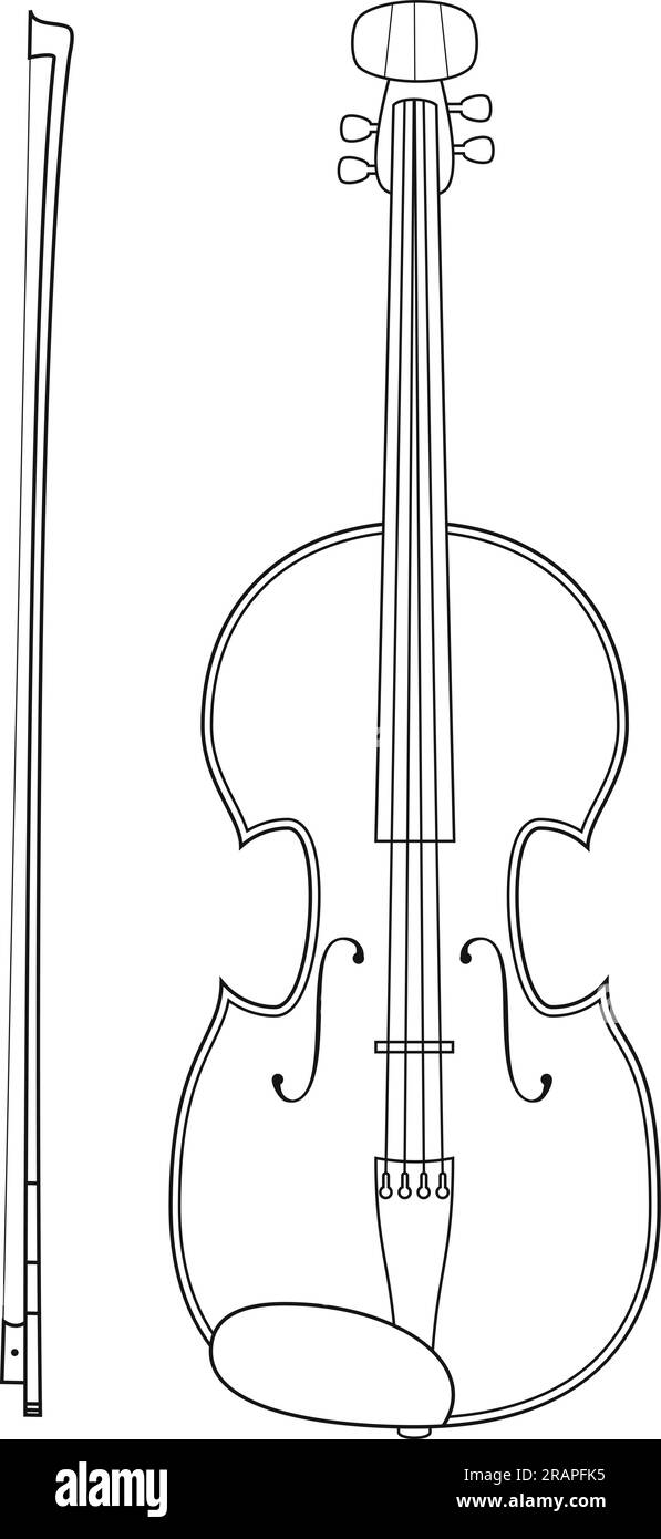 Easy coloring cartoon vector illustration of a viola isolated on white ...