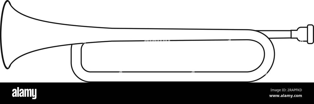 Easy coloring cartoon vector illustration of a trumpet isolated on ...