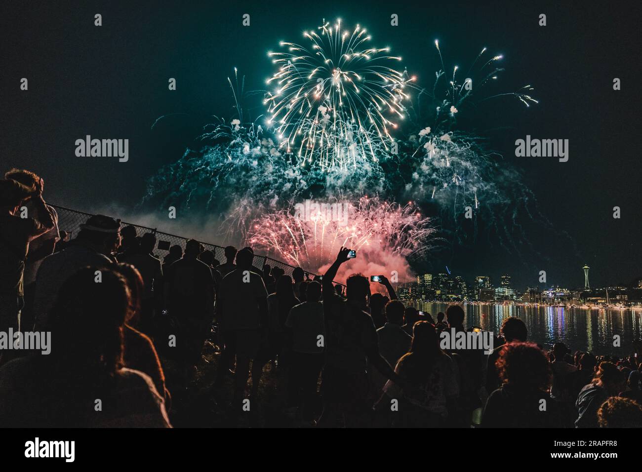 The night sky above Lake Union in Seattle was illuminated by a ...
