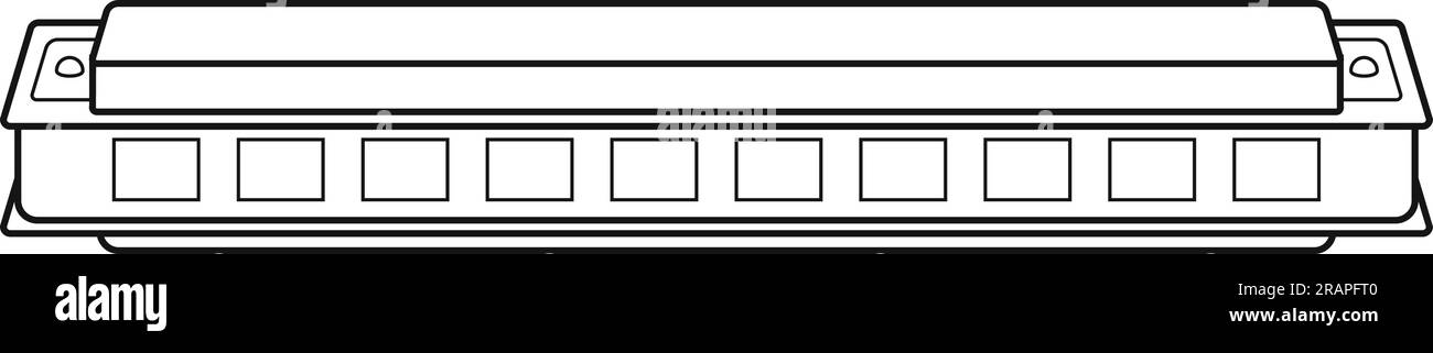 Easy coloring cartoon vector illustration of a harmonica isolated on ...