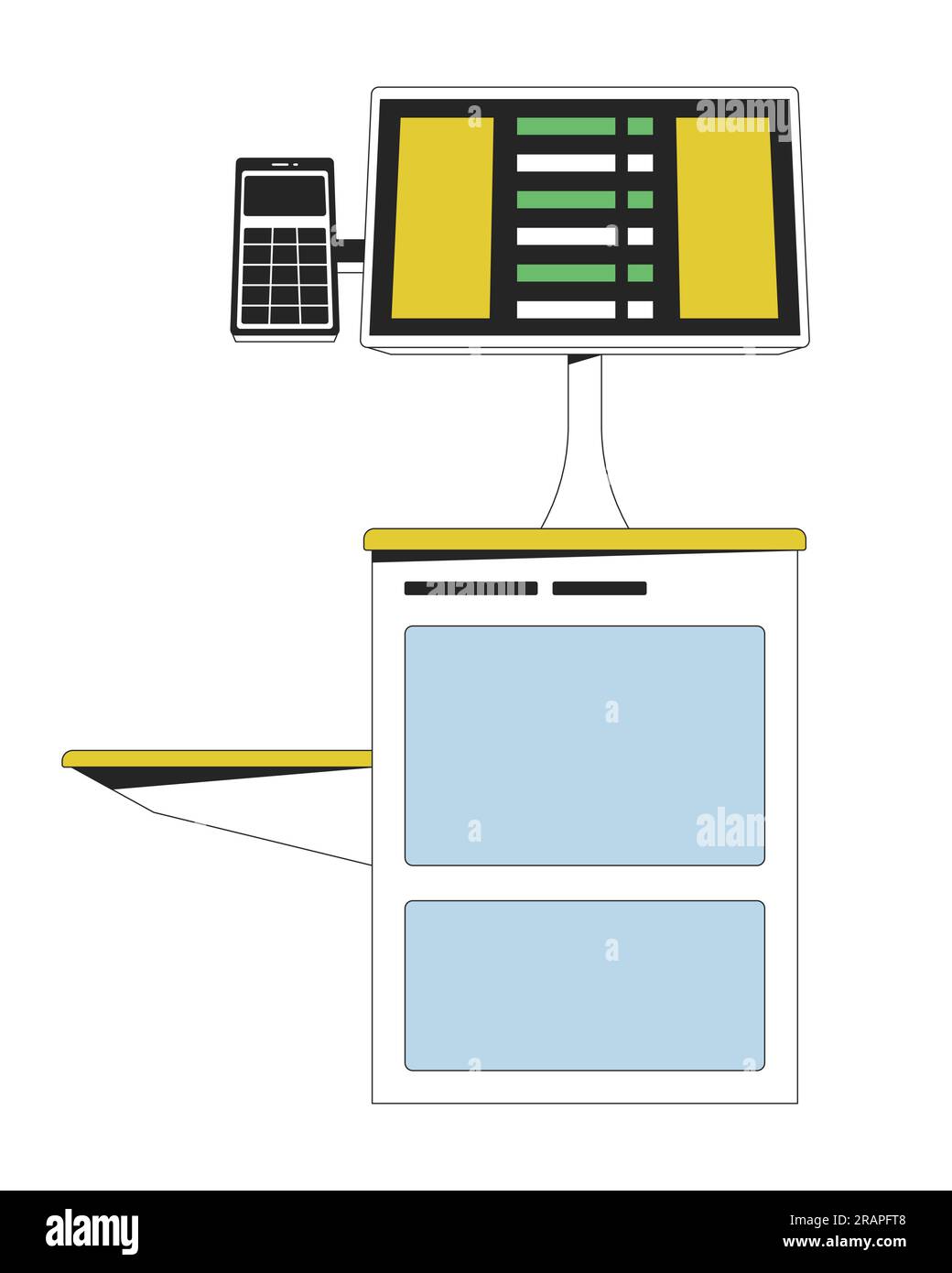 Self Service Checkout Flat Line Color Isolated Vector Object Stock