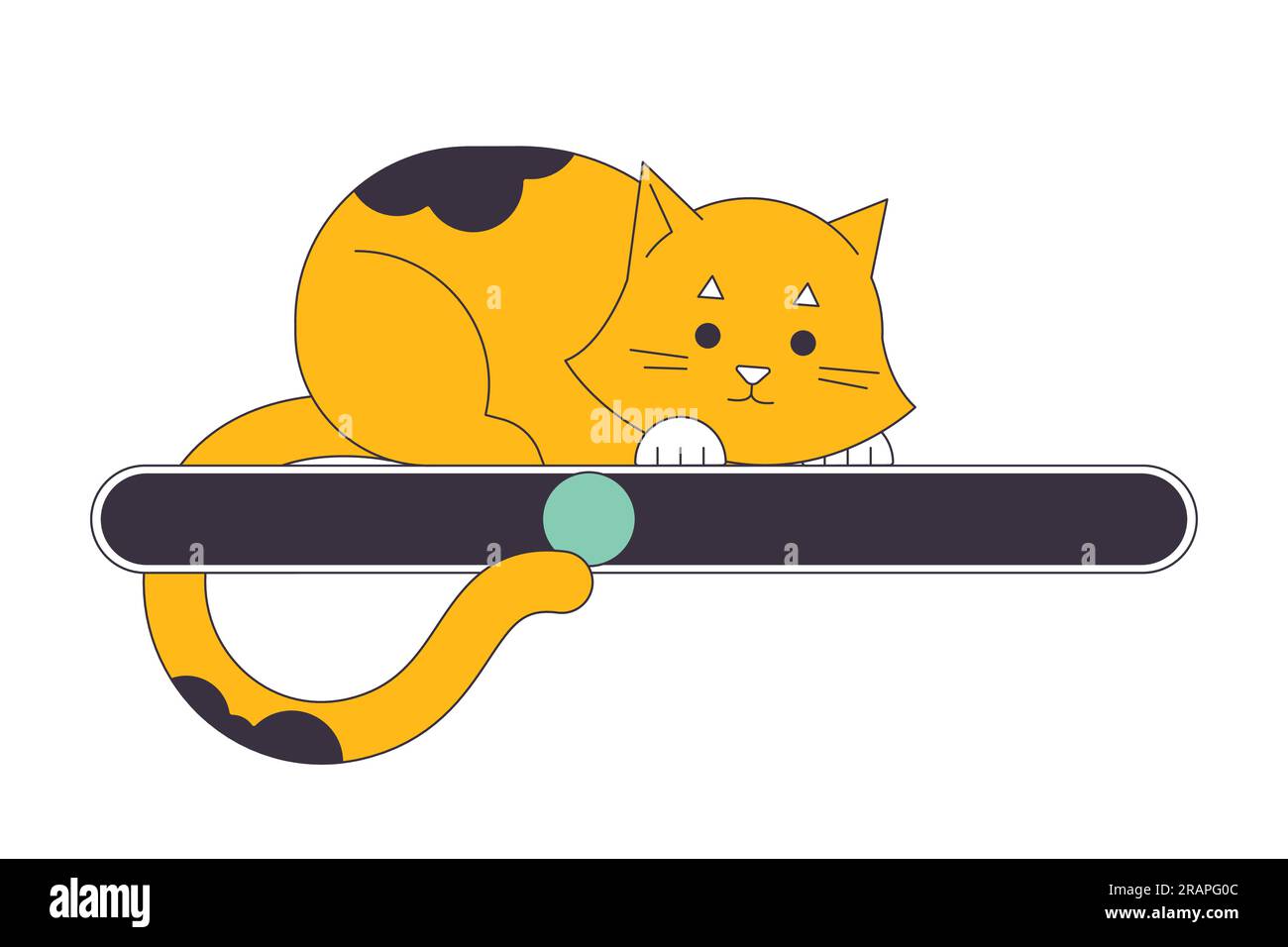 Cute playful cat under loading bar flat design Stock Vector Image & Art ...