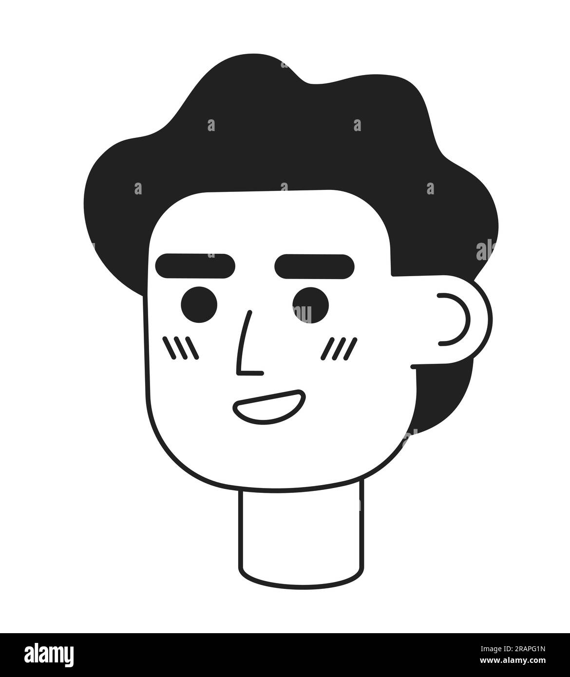 Cheerful Handsome Young Man Monochrome Flat Linear Character Head Stock