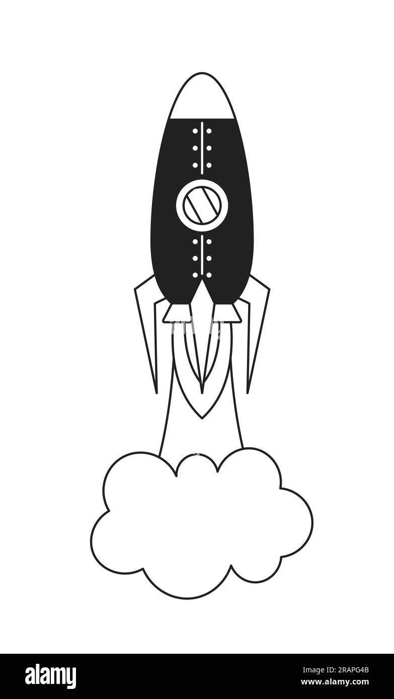 Launch rocket monochrome flat vector object Stock Vector Image & Art ...