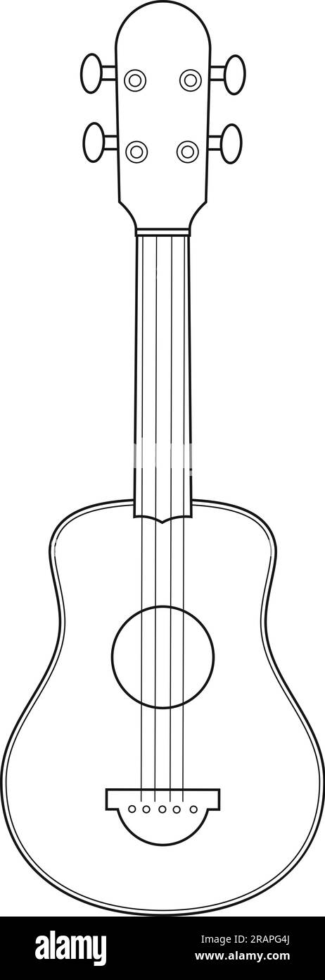 Easy coloring cartoon vector illustration of an ukulele isolated on ...
