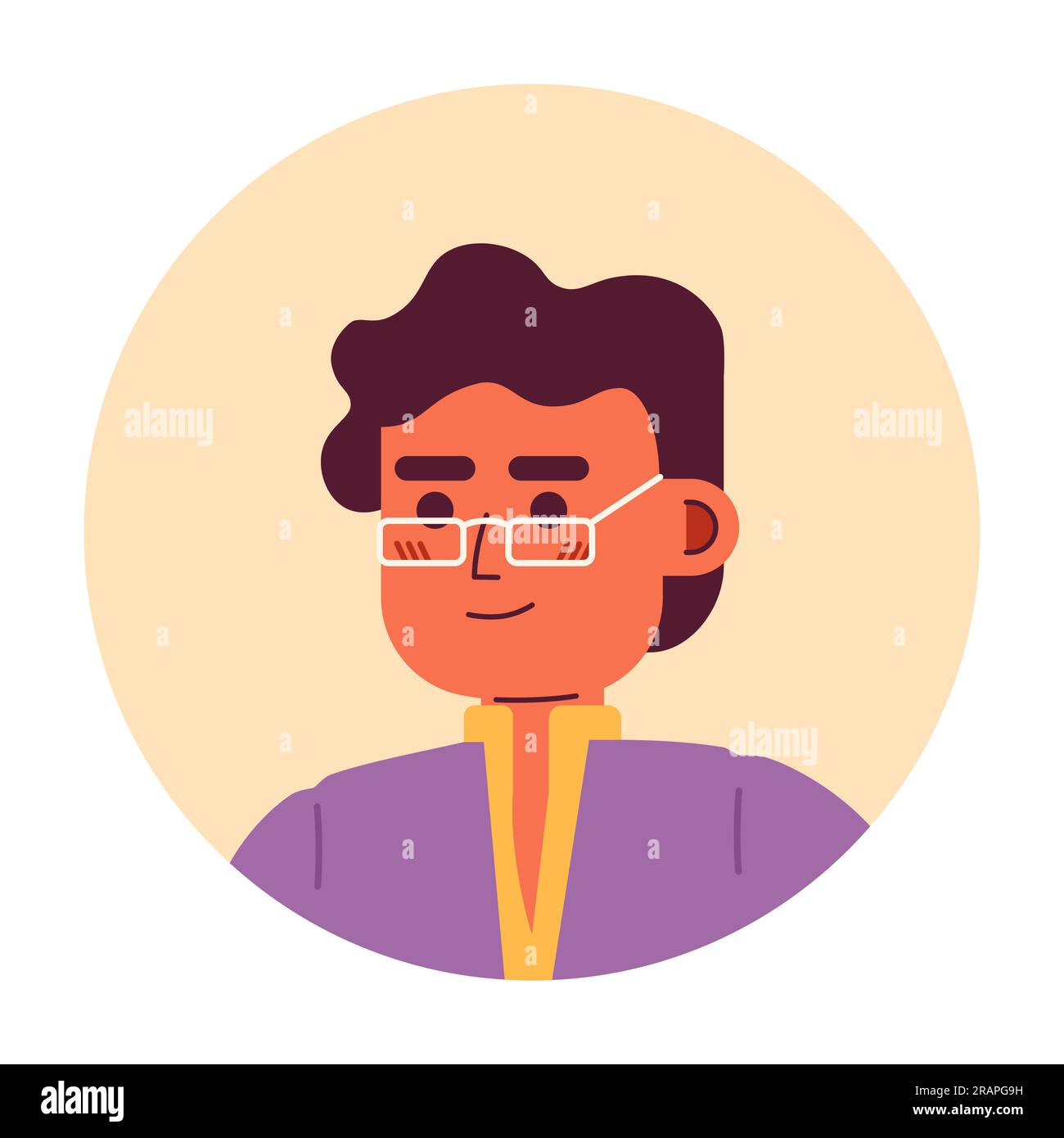 Adult indian man semi flat vector character head. Editable cartoon ...