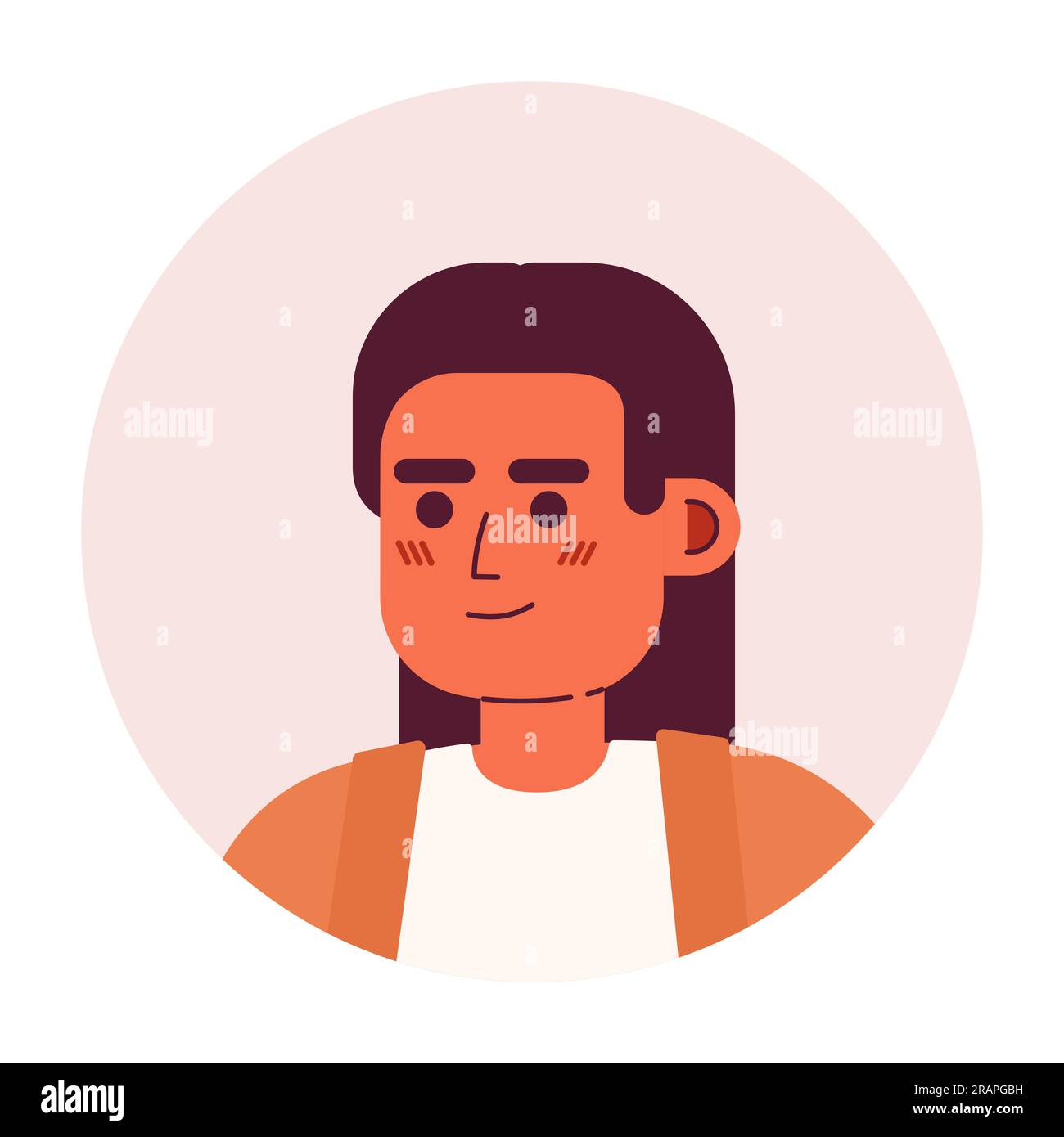 Man with straight long hair semi flat vector character head Stock ...