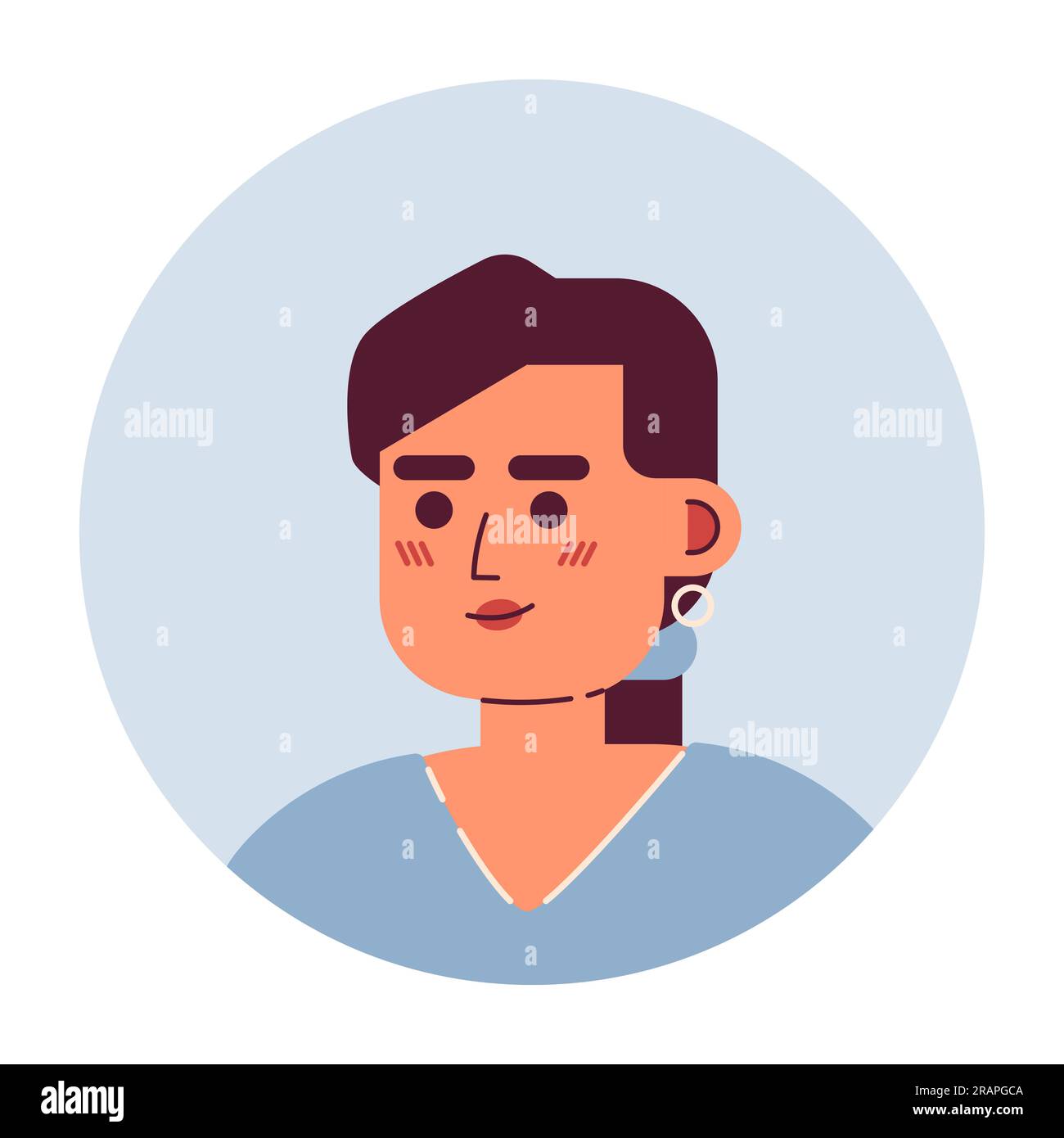Asian woman with ponytail hairstyle semi flat vector character head ...