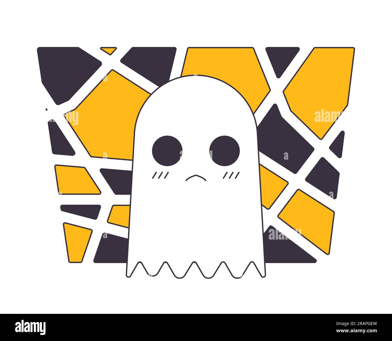 Small White Ghost On Mosaic Background Flat Line Color Isolated Vector Object Stock Vector Image
