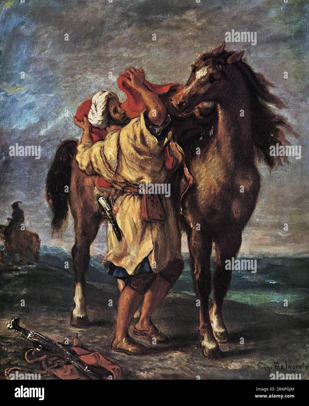 A Moroccan Saddling a Horse 1855 by Eugene Delacroix Stock Photo - Alamy