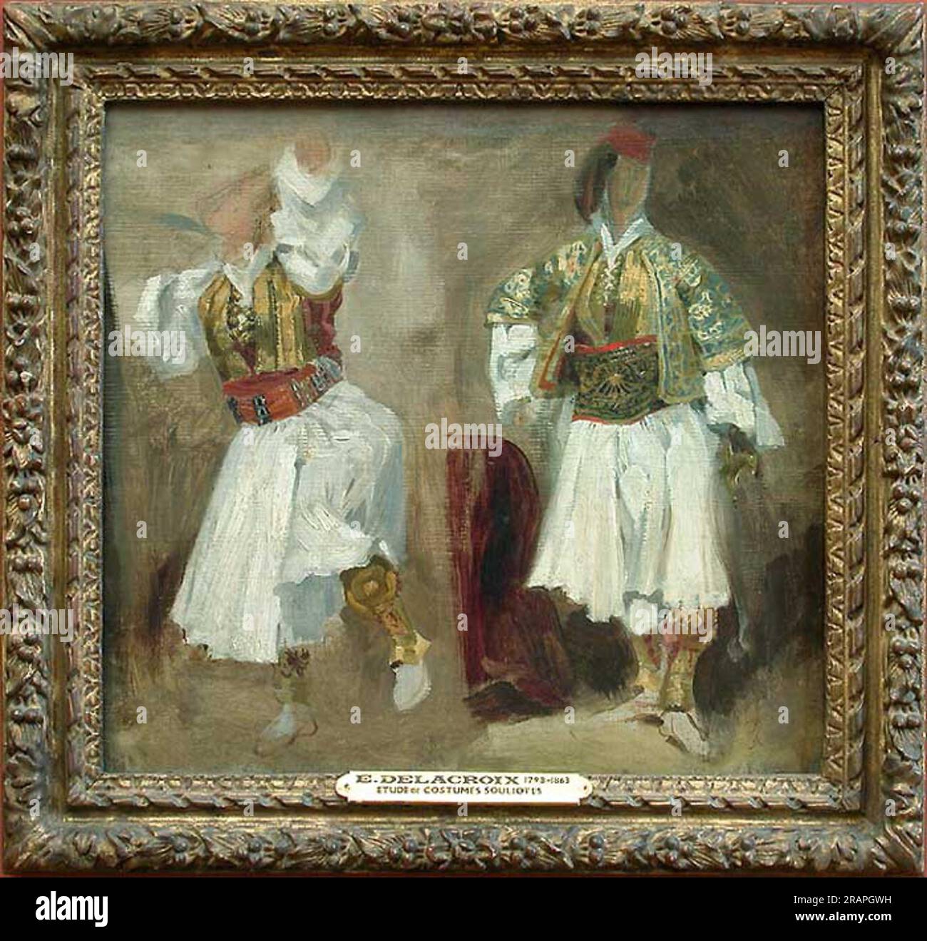 Two Views of costumes Souliotes 1825 by Eugene Delacroix Stock Photo ...