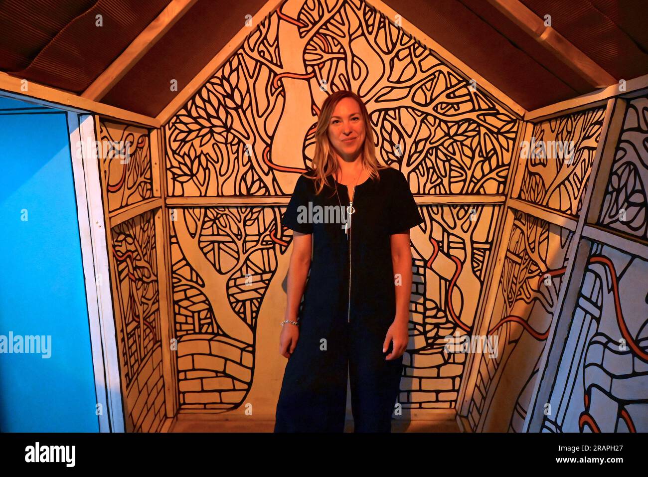 Key features of the installation include Peel’s trademark murals ...