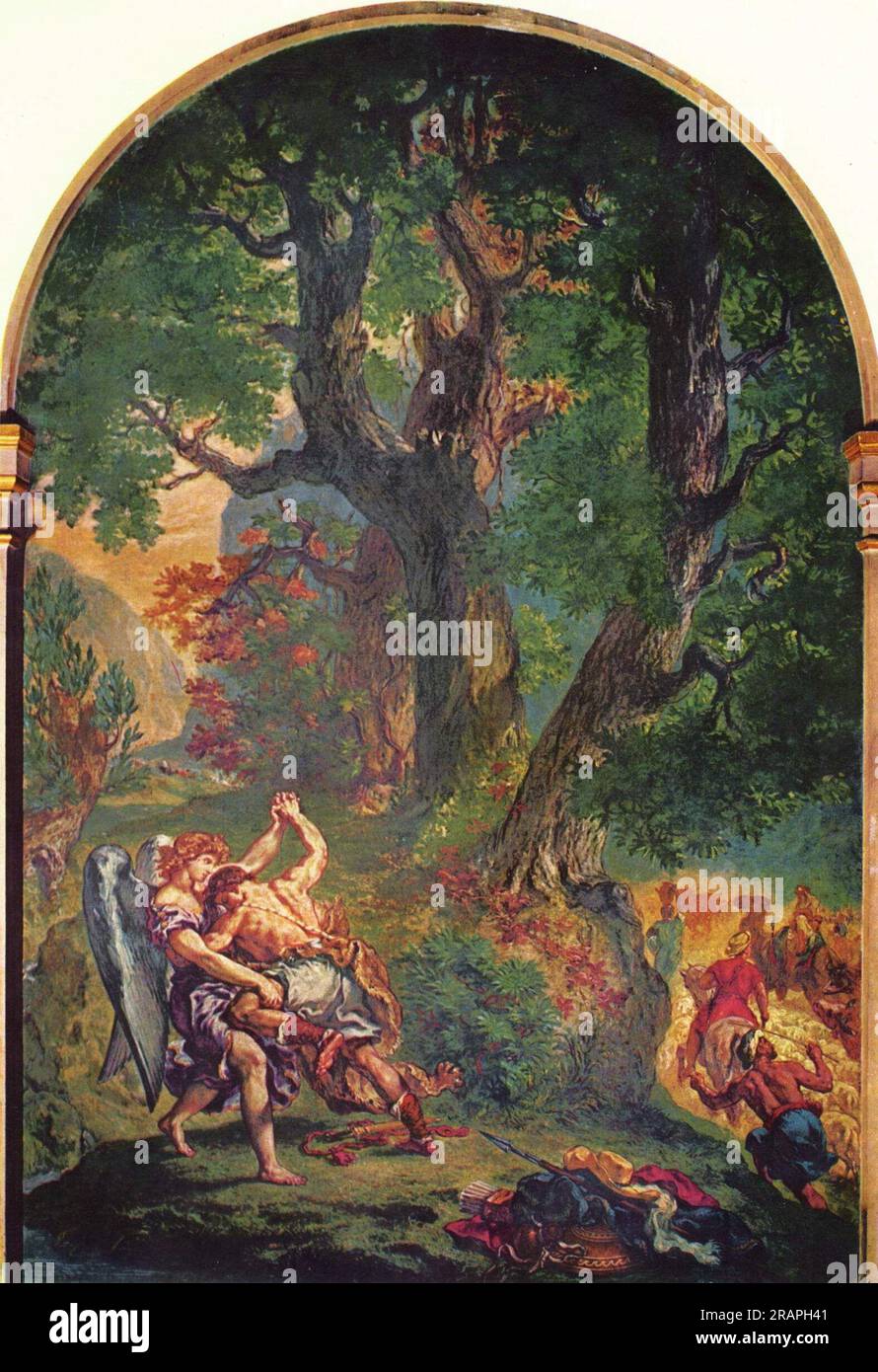 Jacob's fight with the angel 1861 by Eugene Delacroix Stock Photo - Alamy
