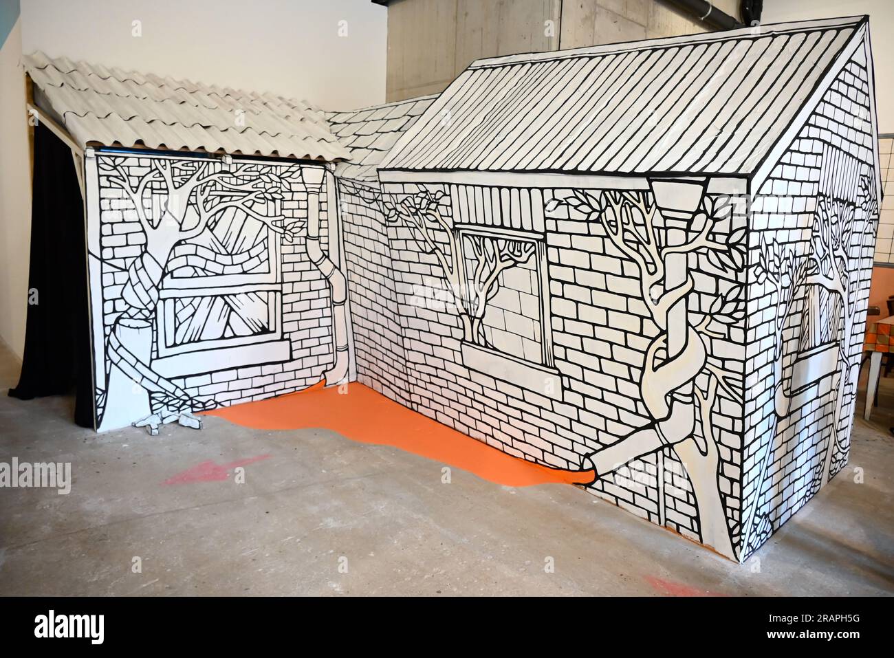 Key features of the installation include Peel’s trademark murals ...