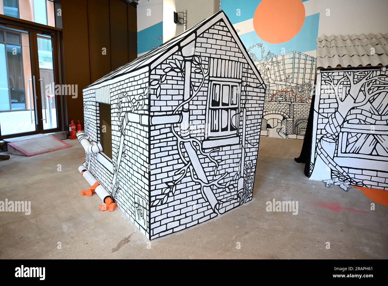 Key features of the installation include Peel’s trademark murals ...