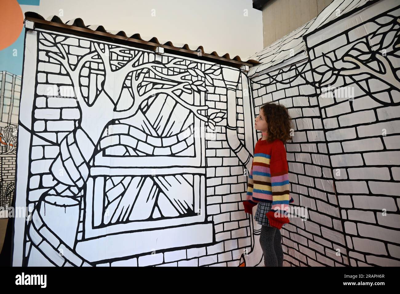 Key features of the installation include Peel’s trademark murals ...