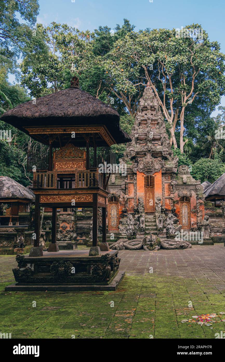 Temple in ubud sacred monkey forest sanctuary. Balinese traditional ...