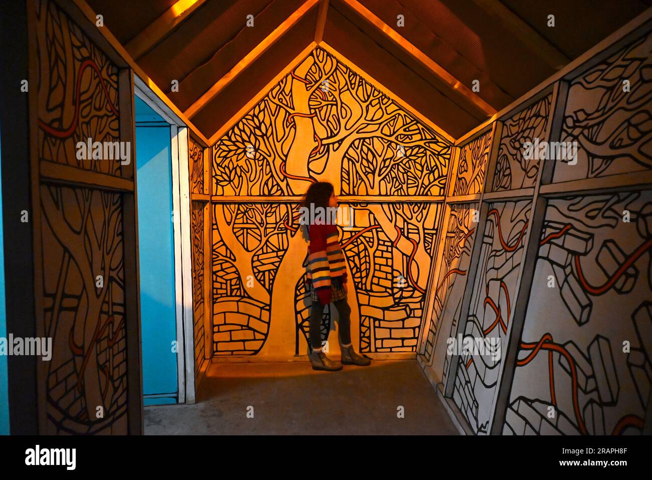 Key features of the installation include Peel’s trademark murals ...