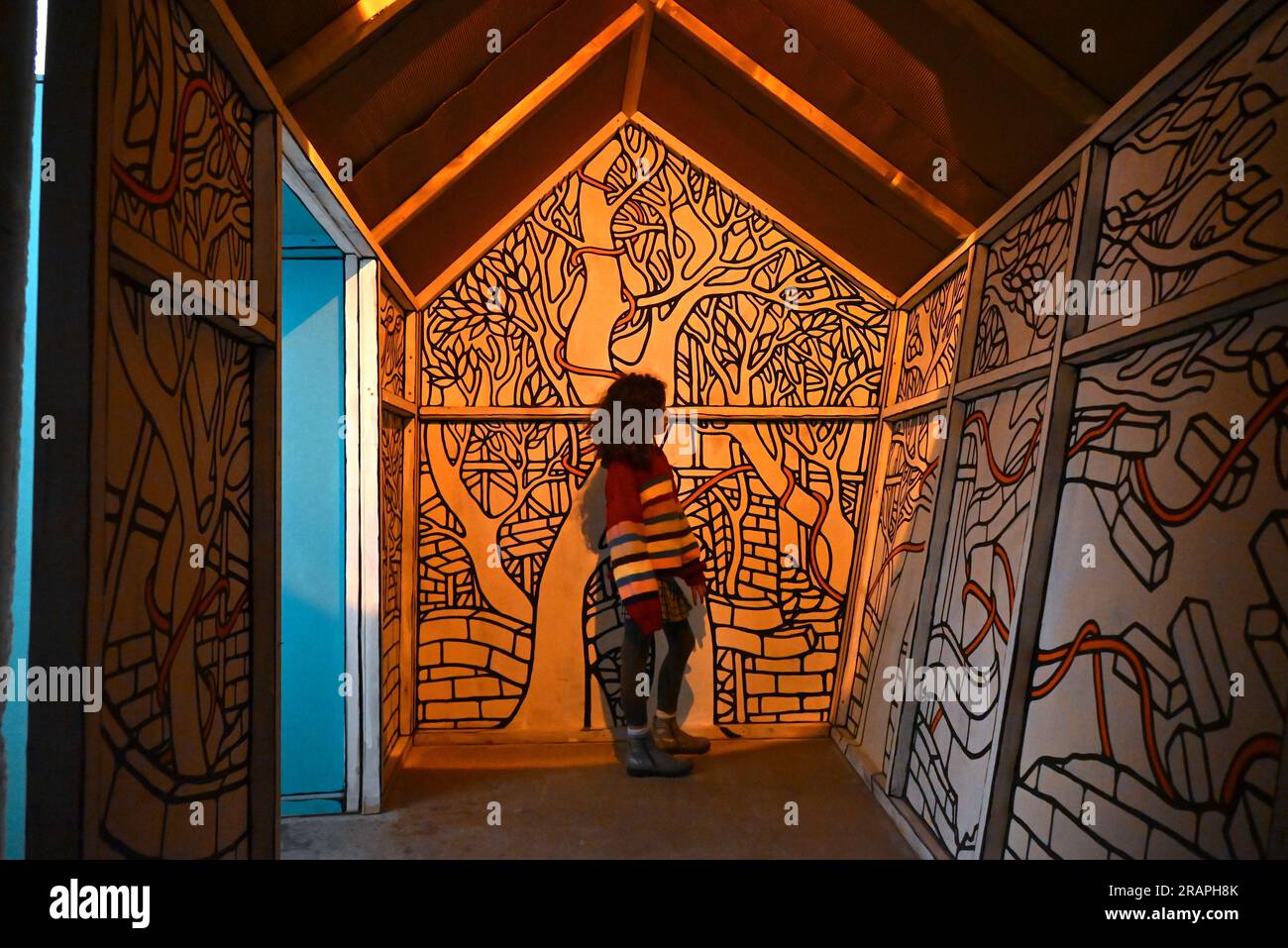 Key features of the installation include Peel’s trademark murals ...