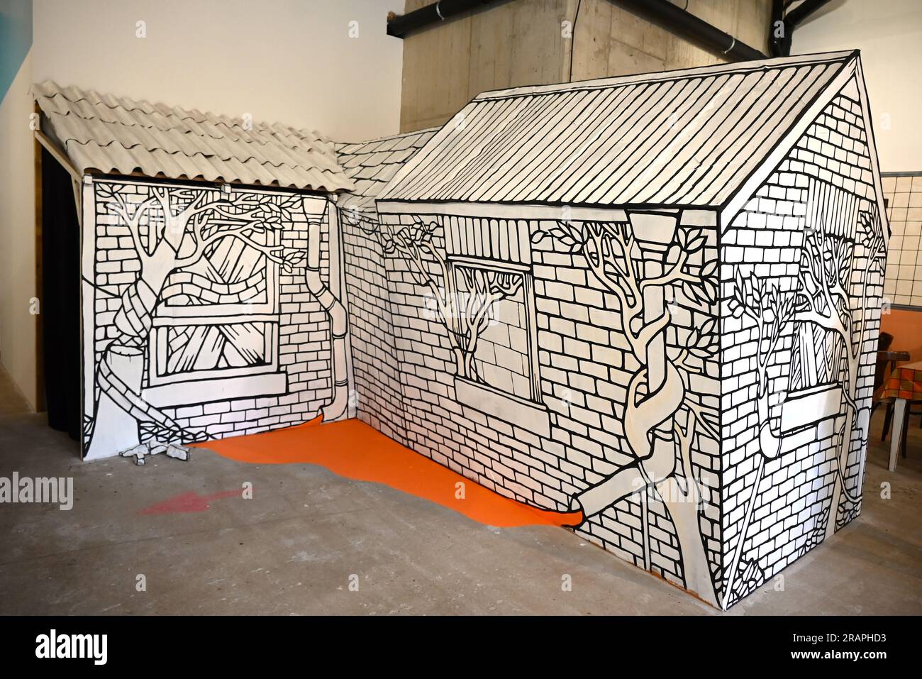 Key features of the installation include Peel’s trademark murals ...