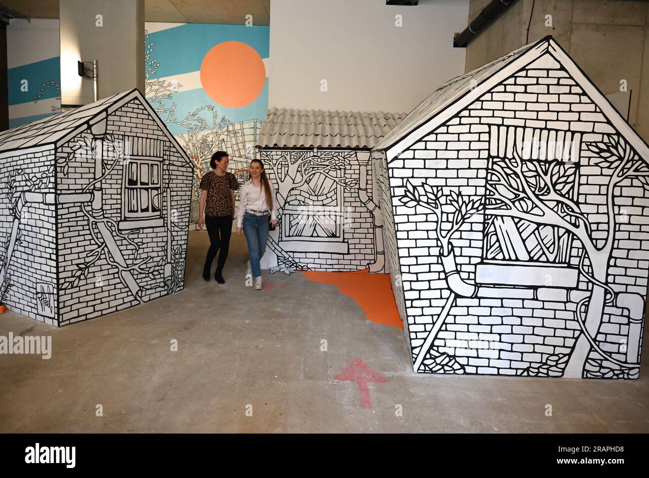 Key features of the installation include Peel’s trademark murals ...