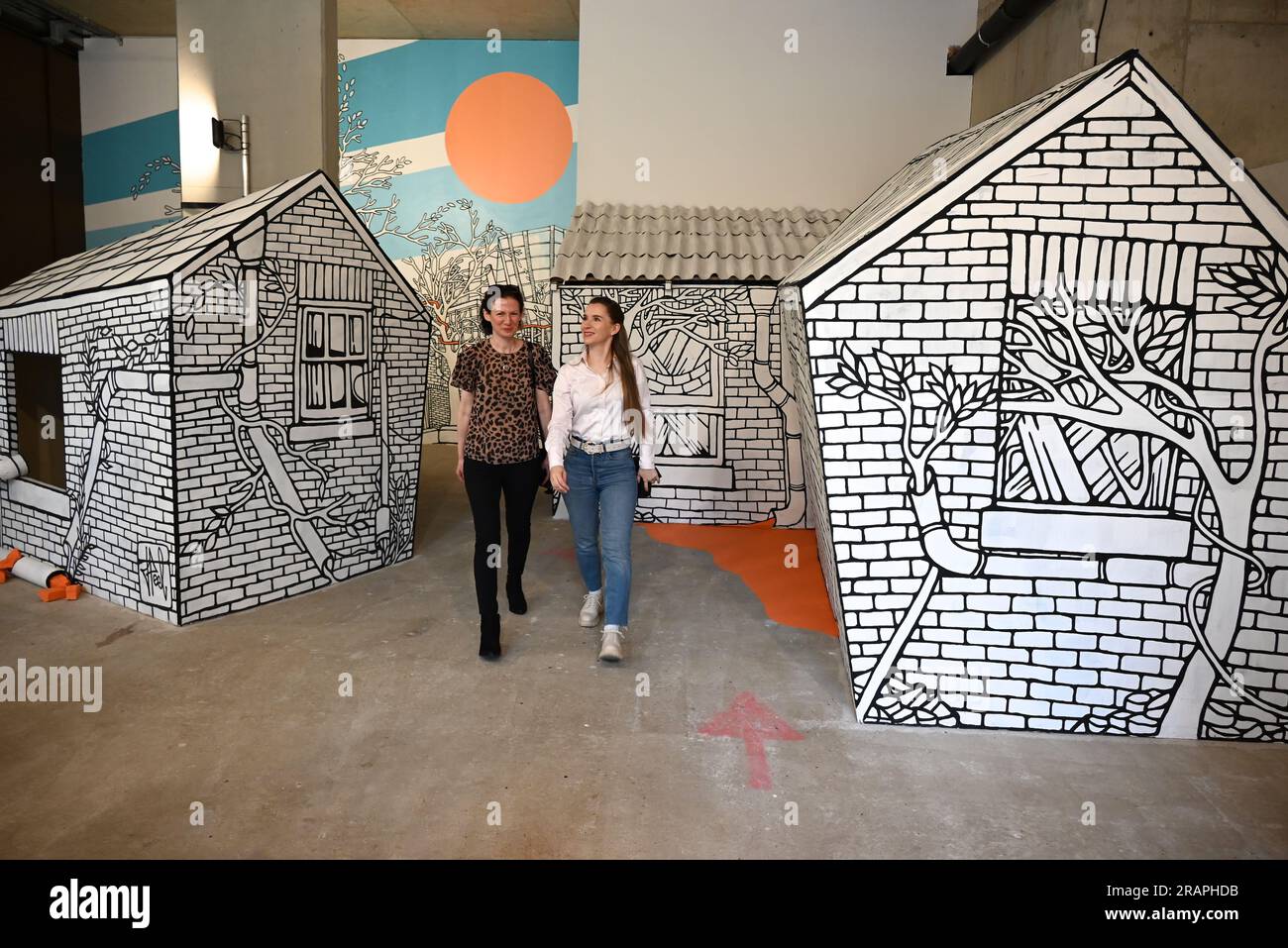 Key features of the installation include Peel’s trademark murals ...