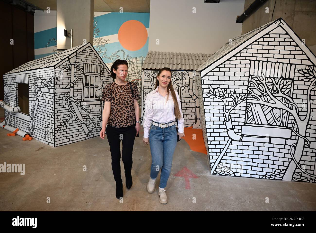 Key features of the installation include Peel’s trademark murals ...