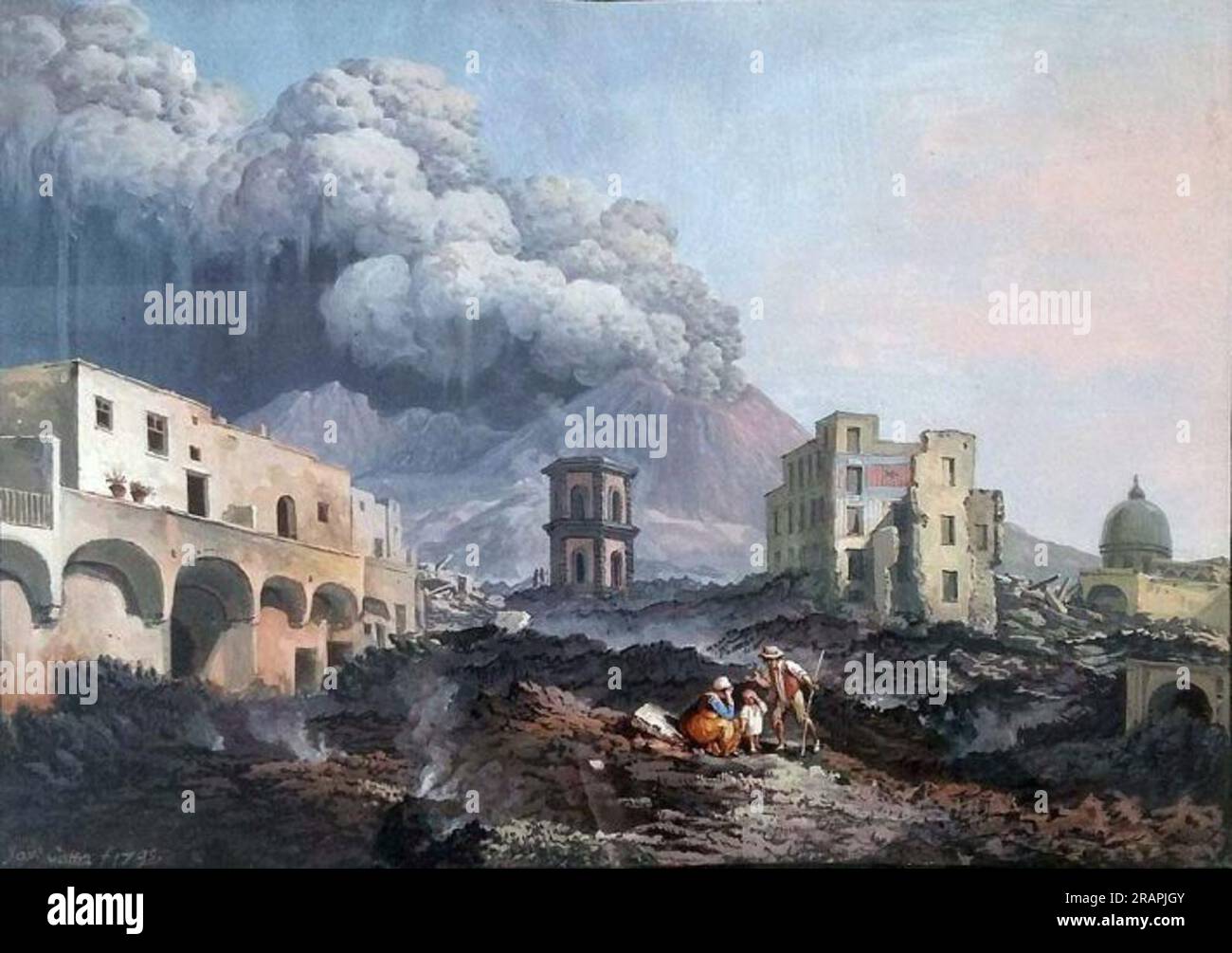 The eruption of 15 June 1794 in Torre del Greco 1795 by Saverio della ...