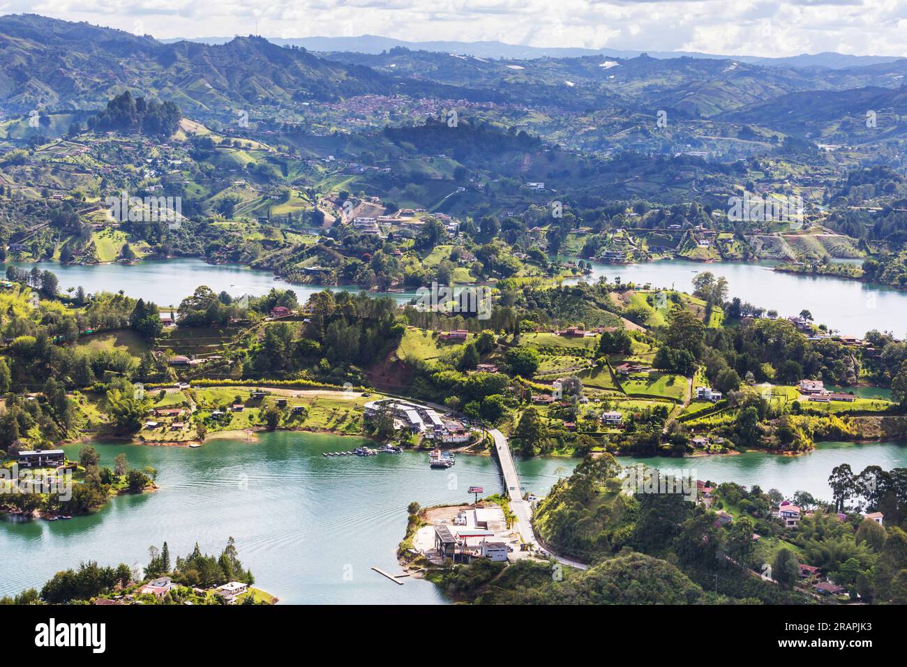 Panorama view of Guatape lake area, Colombia, South America Stock Photo ...