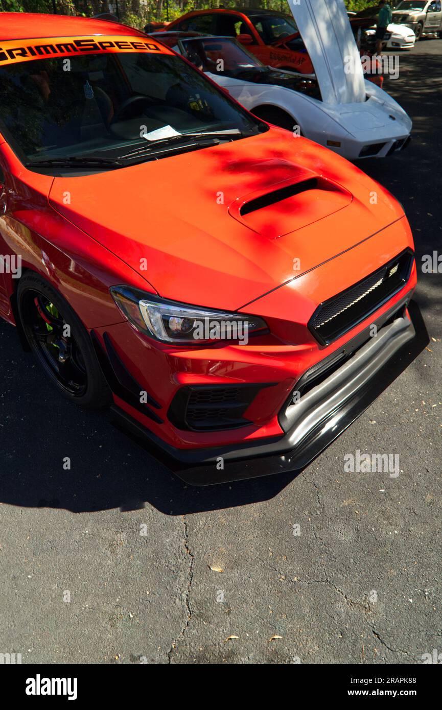 red subaru wrx sti sports car Stock Photo - Alamy
