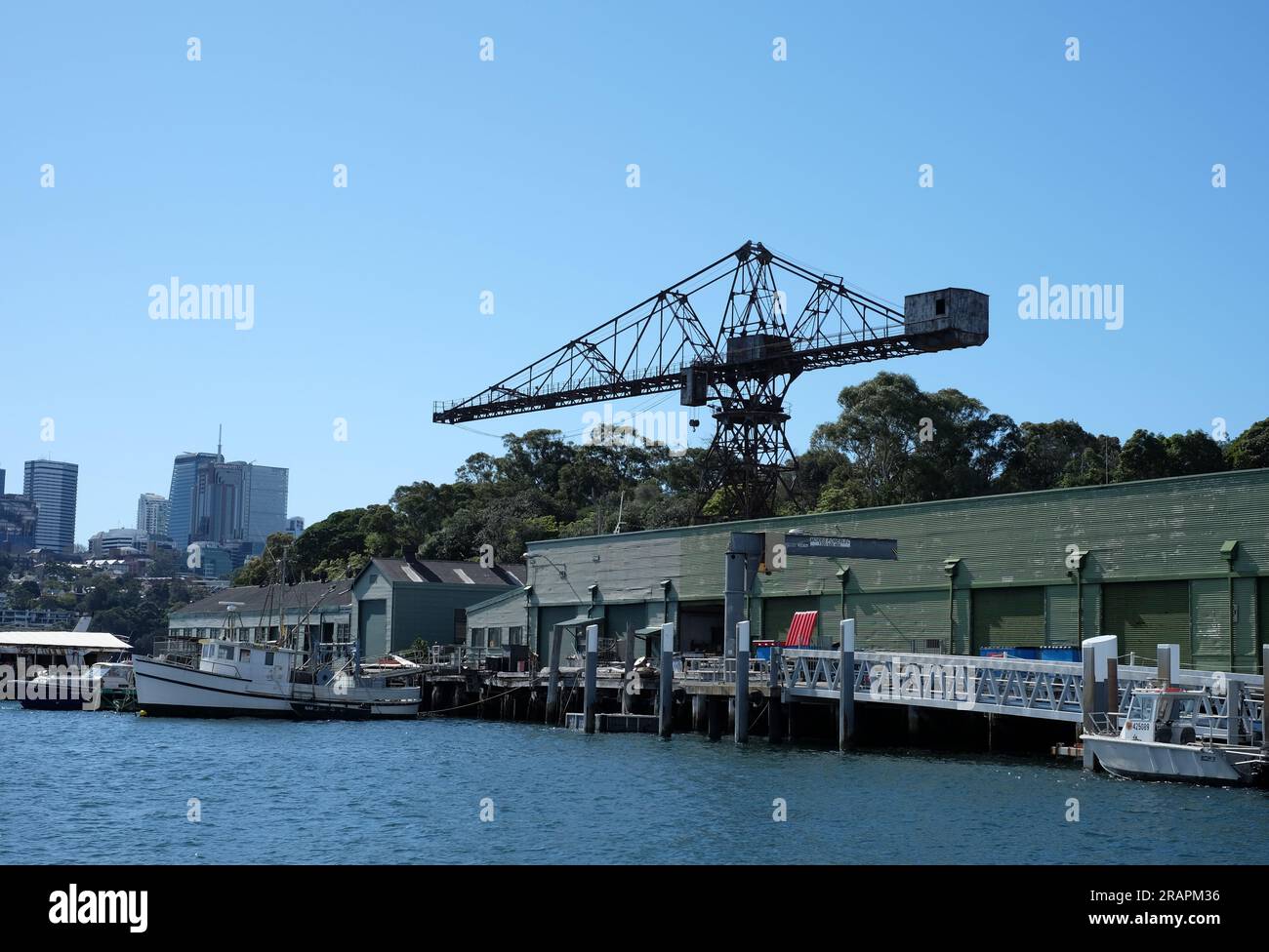 Cranes and marine engineering workshops on Goat Island, seen from the ...
