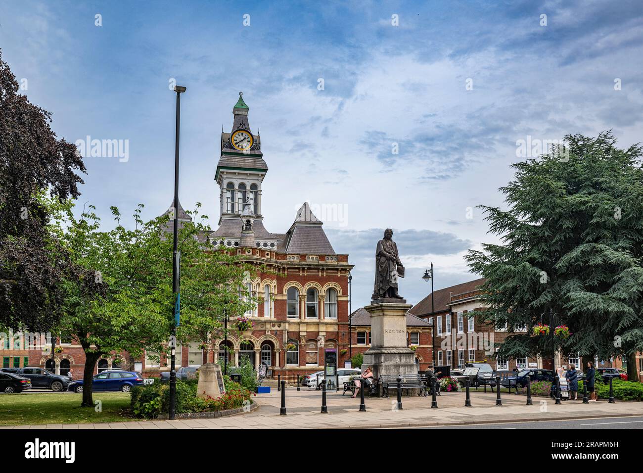 Saint Peters Hill, Grantham, Lincolnshire UK with the Guildhall in the ...