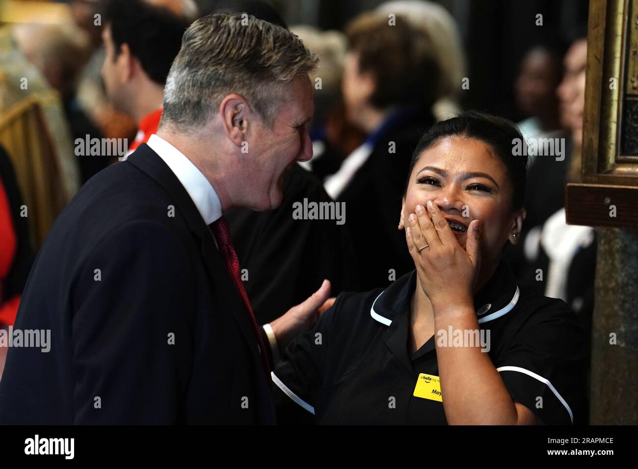 Labour leader Sir Keir Starmer speaks to Nurse May Parsons at the NHS ...
