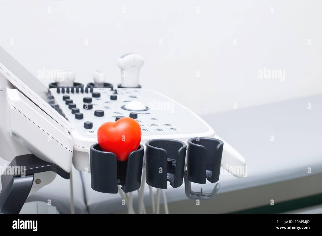 Modern ultrasound machine, scanners and sensors close-up. Medical ...