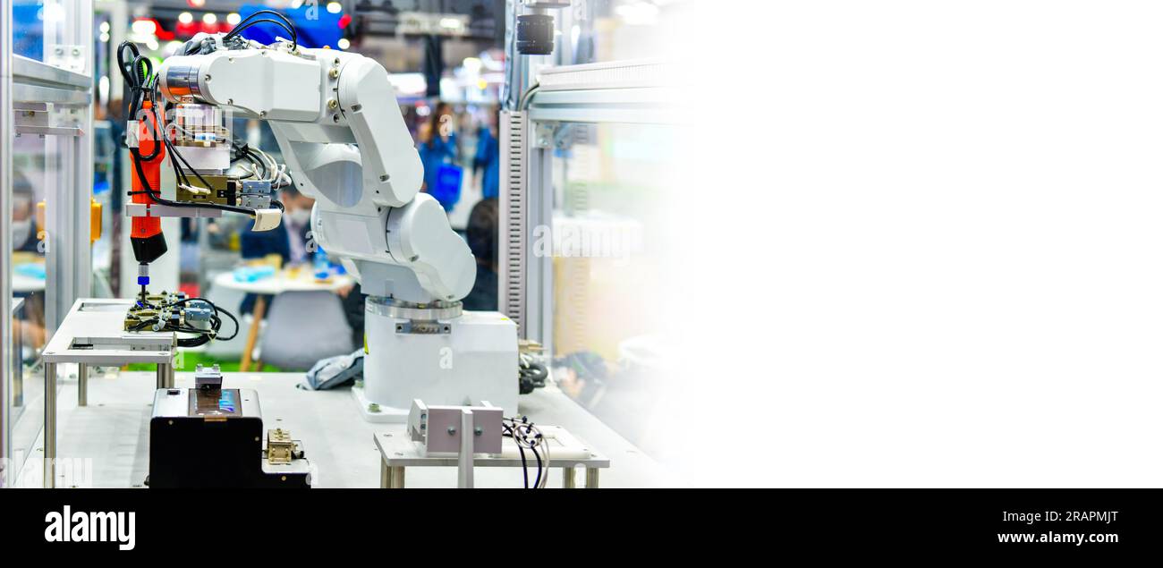 White modern robot arm system in factory, Industry Robot concept .copy ...