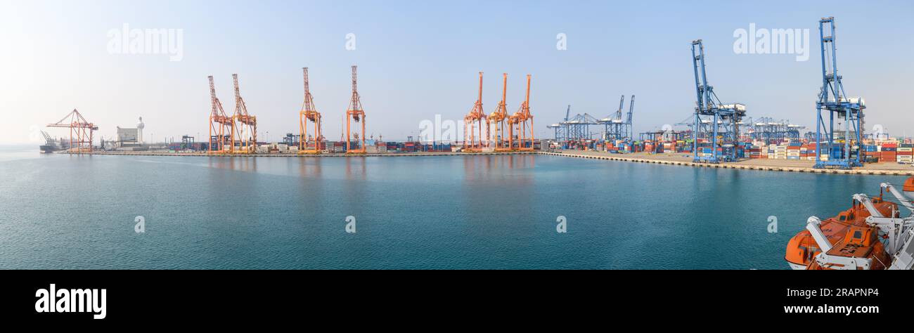 Jeddah, Saudi Arabia - December 21, 2022: Panorama of the cargo port in ...