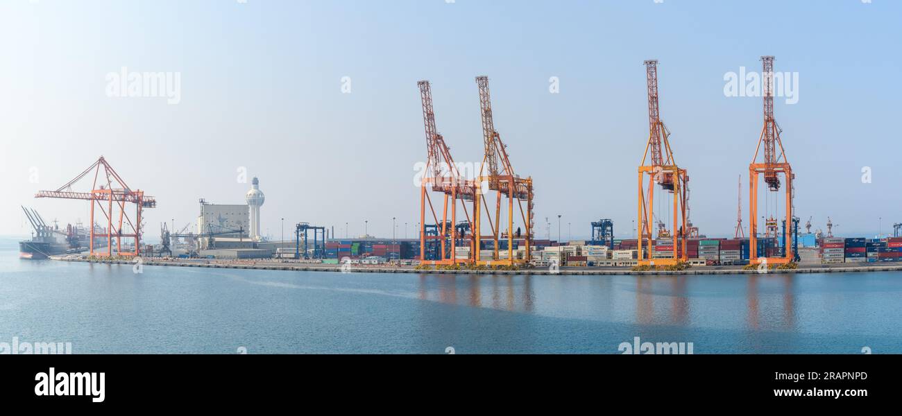 Jeddah, Saudi Arabia - December 21, 2022: Panorama of the cargo port in ...