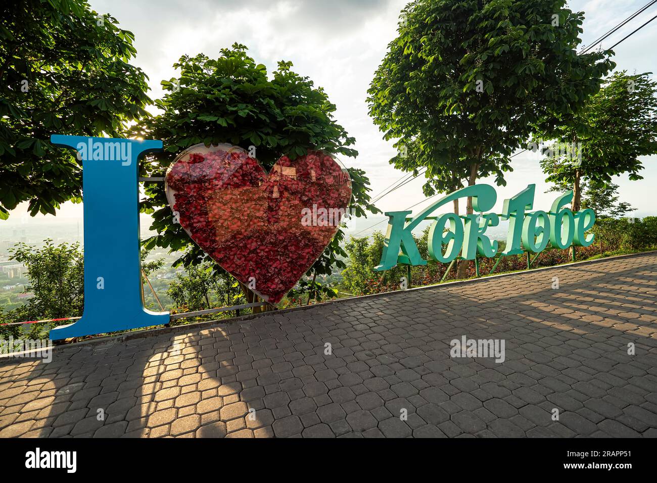 Amazing panoramic sunset view on Almaty city from Kok-Tobe hill in ...