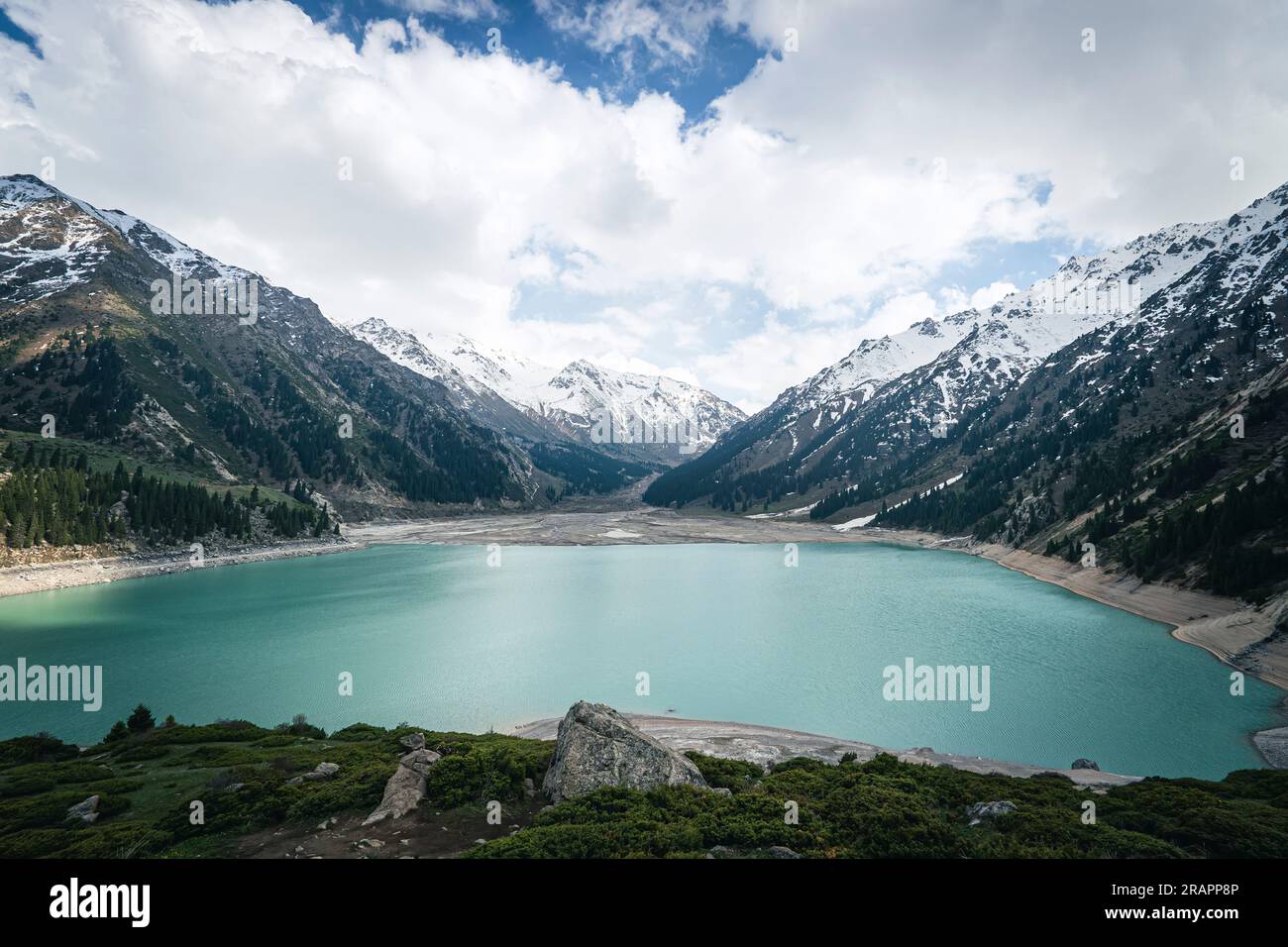 Big Almaty lake. High-mountain lake with turquoise water Stock Photo ...