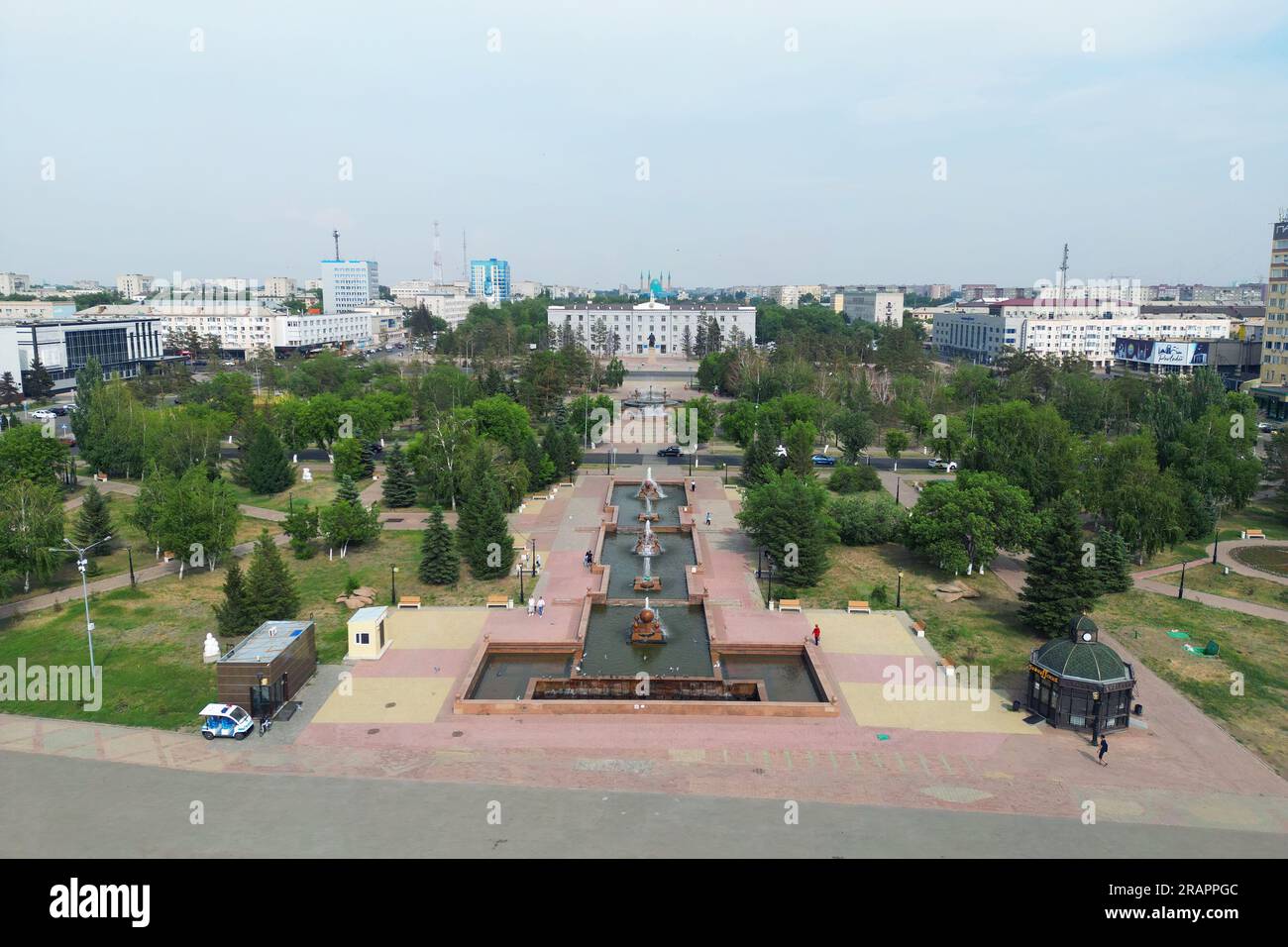 fountain on the embankment of the city of Pavlodar, Kazakhstan. top ...