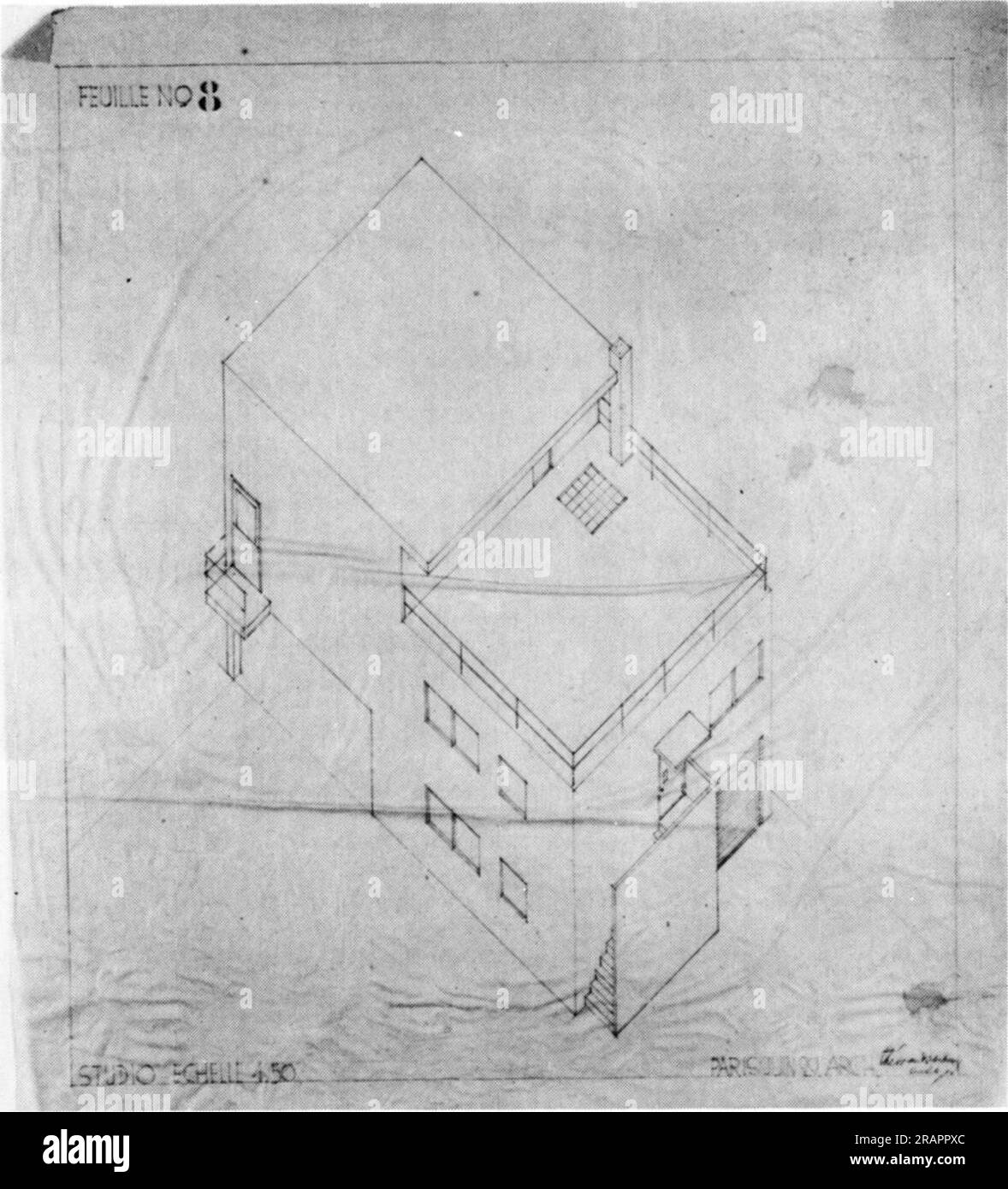 Axonometric drawing of the house in Meudon by Theo van Doesburg Stock ...