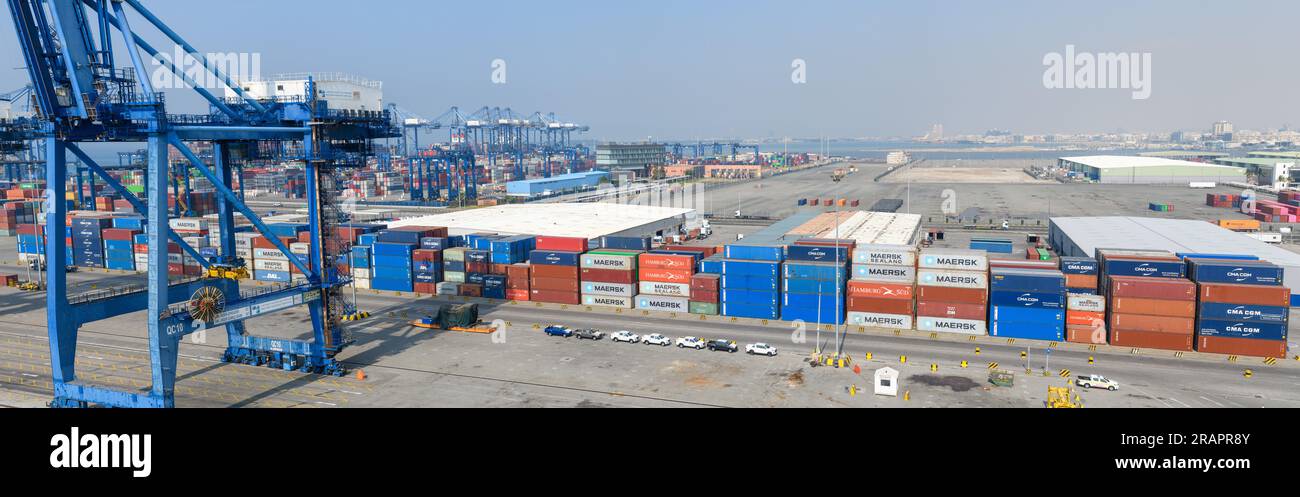 Jeddah, Saudi Arabia - December 21, 2022: Panorama of the cargo port in ...