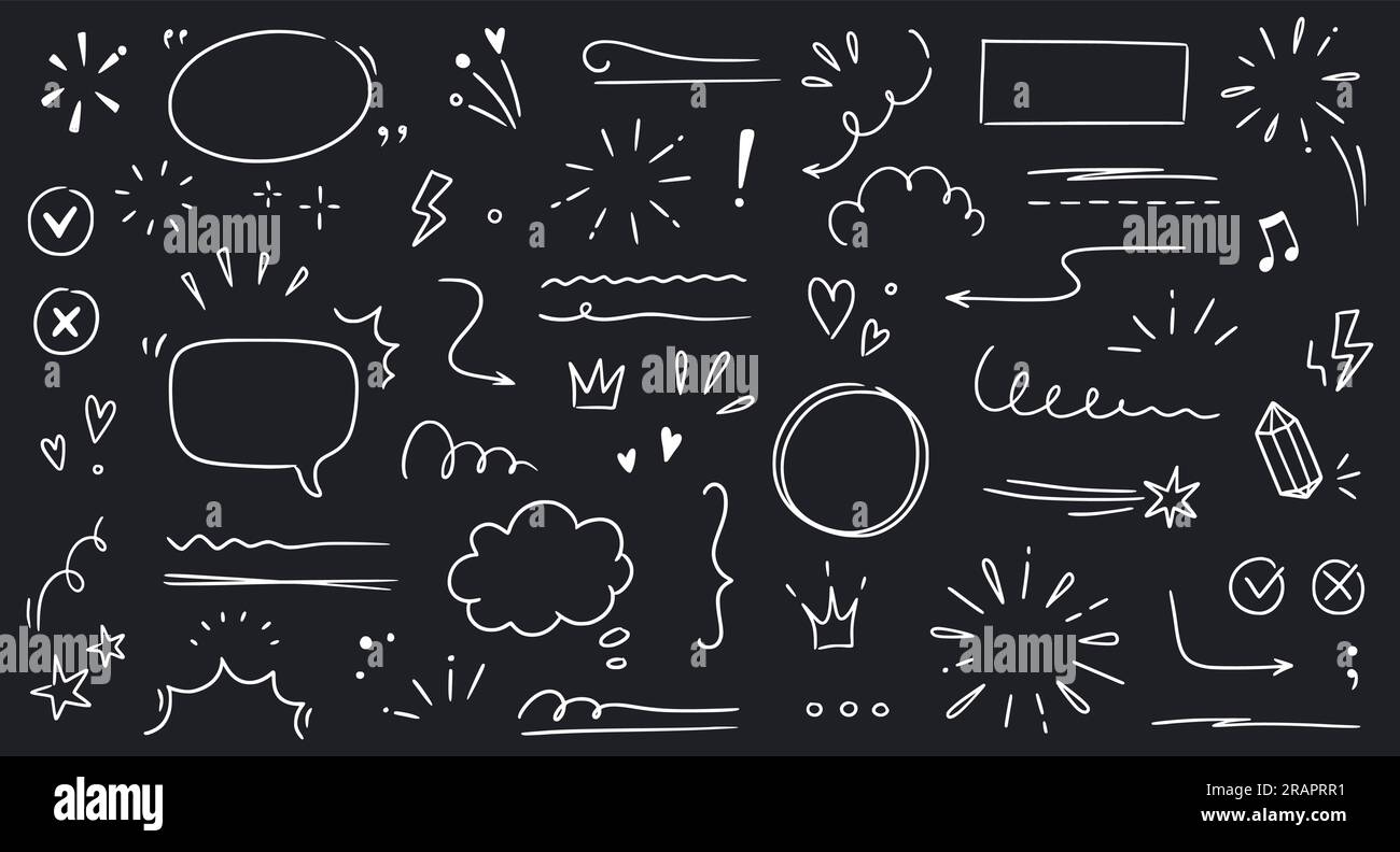 Line highlight brush, text emphasis, underline brush on chalkboard ...