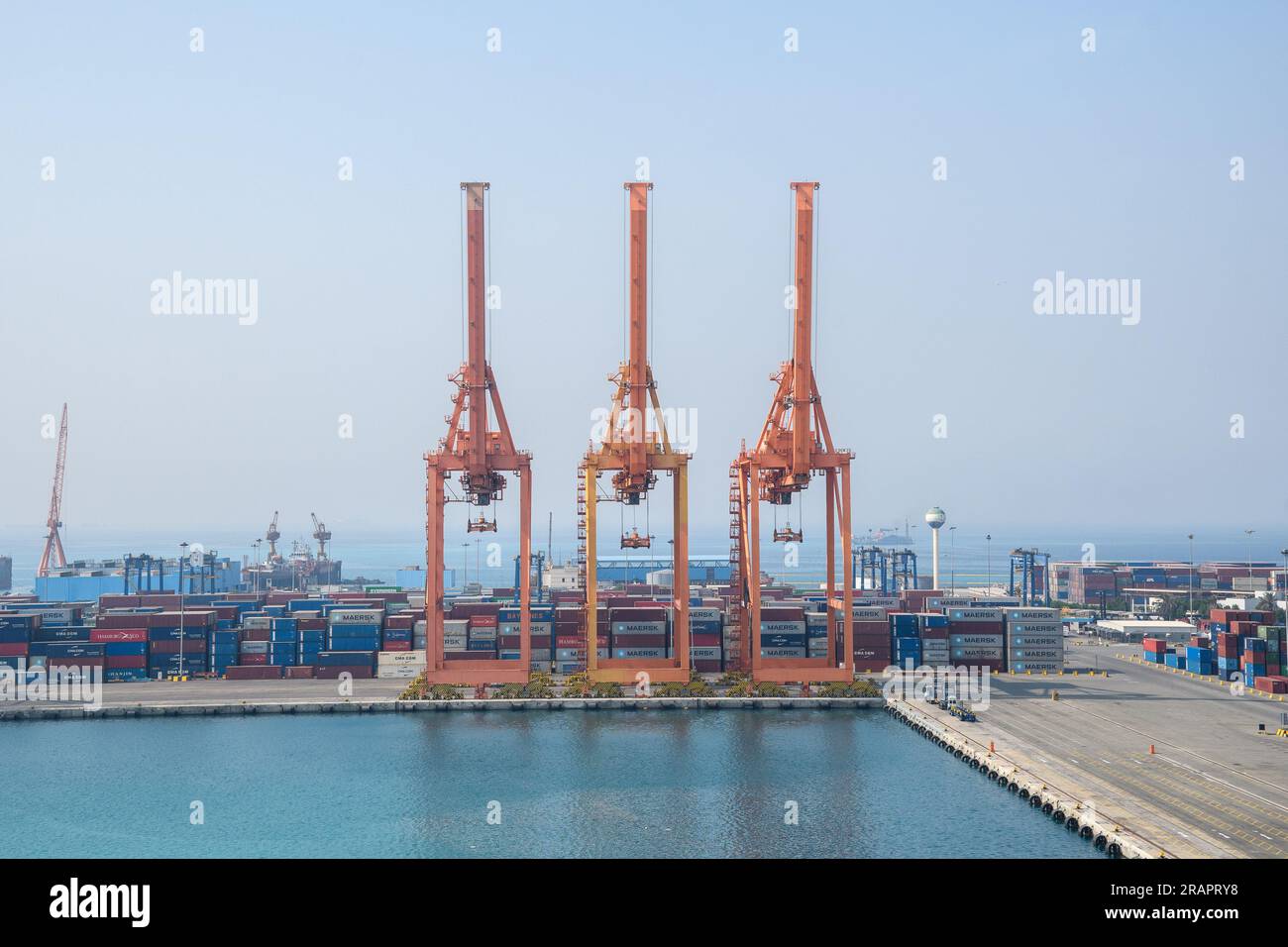 Jeddah, Saudi Arabia - December 21, 2022: Port cranes for loading ...