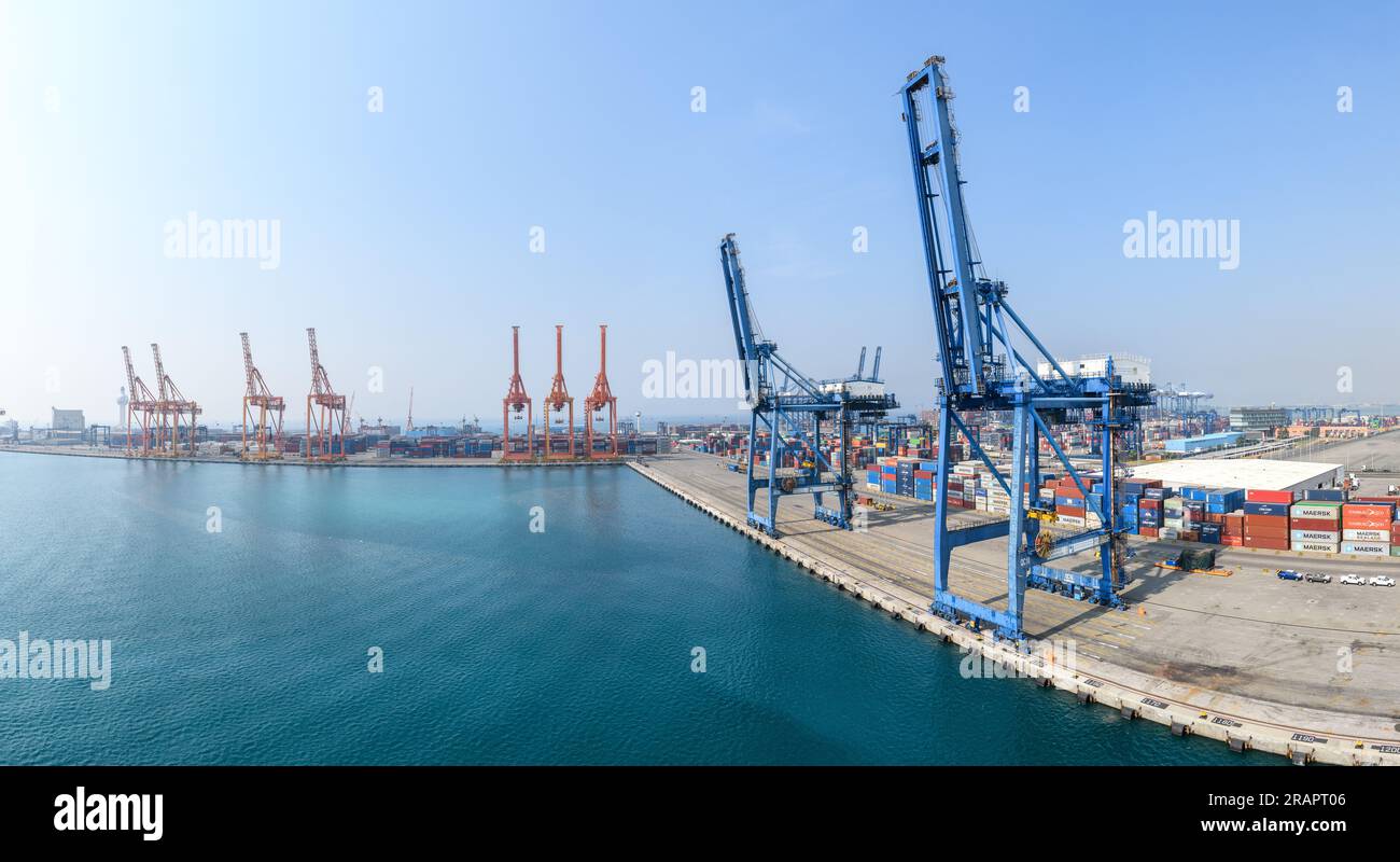 Jeddah, Saudi Arabia - December 21, 2022: Panorama of the cargo port in ...