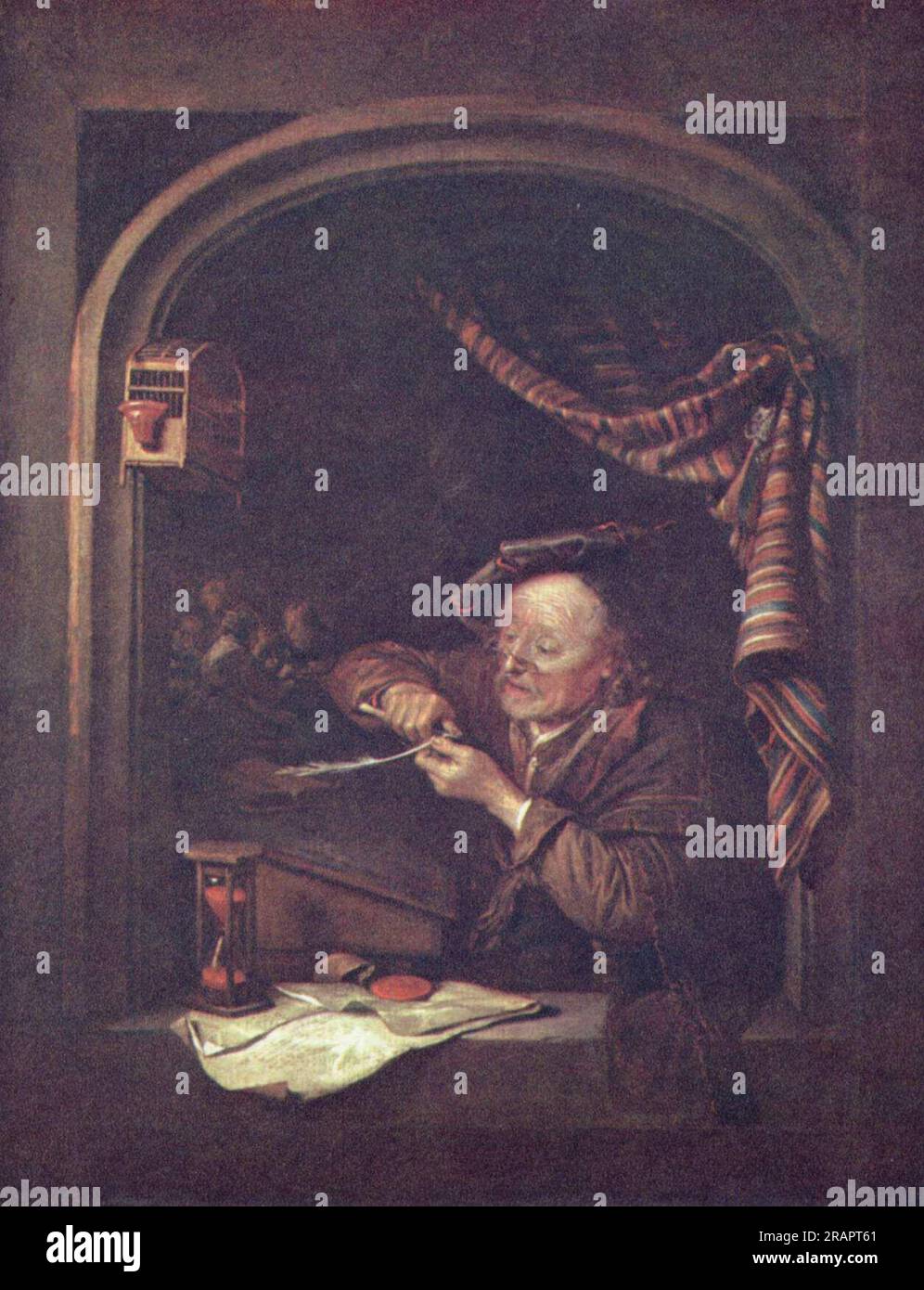 The old schoolmaster 1671 by Gerrit Dou Stock Photo - Alamy