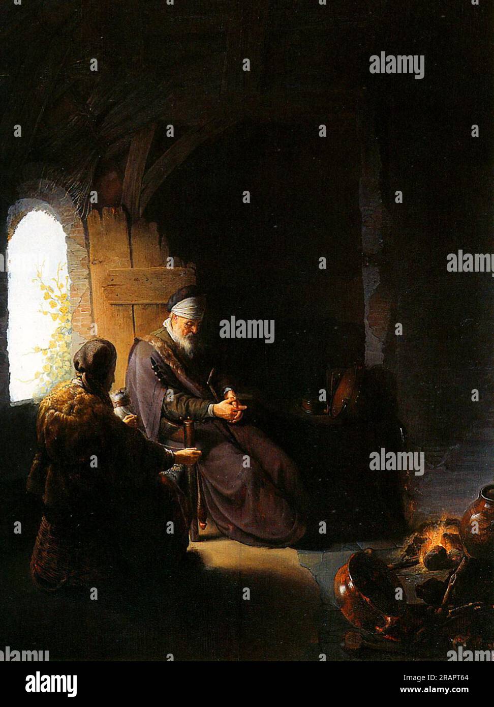 Anna and blind Tobit by Gerrit Dou Stock Photo - Alamy