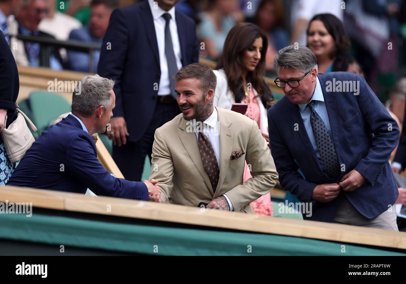 David Beckham greets Luke Donald as they take their seats in the royal ...